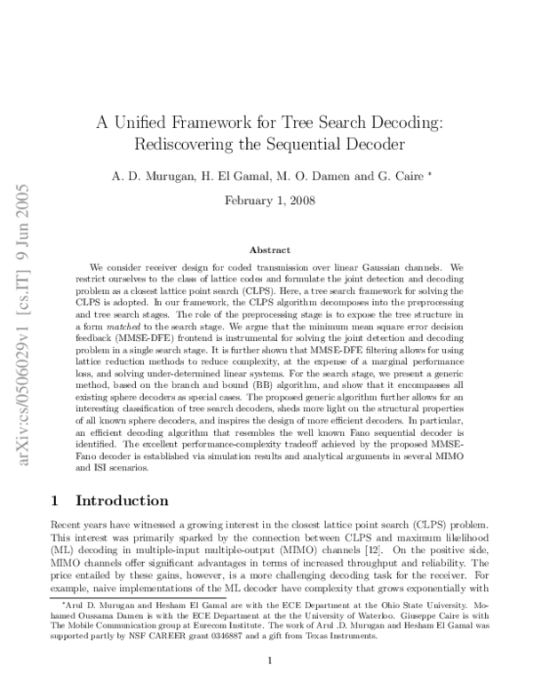 (PDF) A unified framework for tree search decoding: rediscovering the sequential decoder