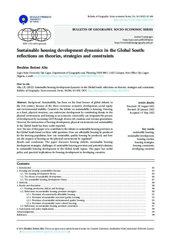 (PDF) Sustainable housing development dynamics in the Global South: refl ections on theories ...