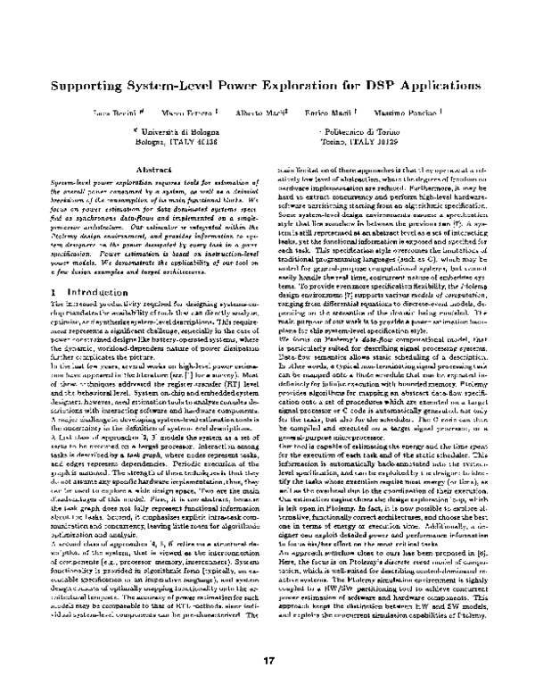 (PDF) Supporting system-level power exploration for DSP applications ...