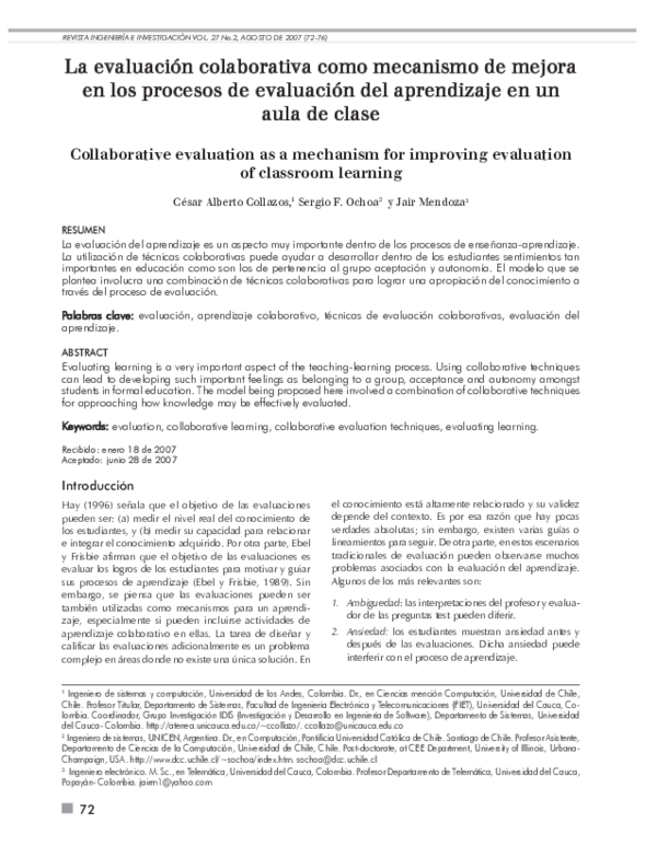 (PDF) Collaborative evaluation as a mechanism for improving evaluation ...