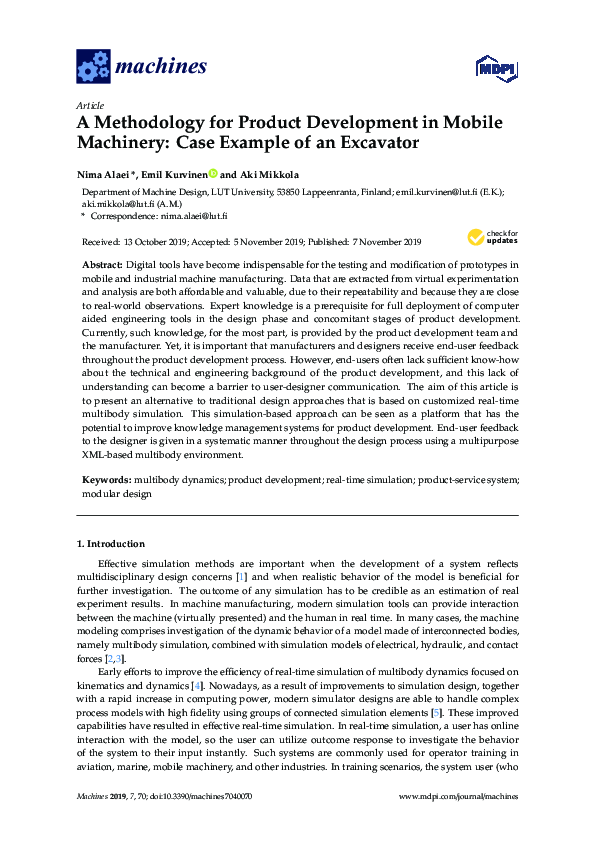 (PDF) A Methodology for Product Development in Mobile Machinery: Case ...