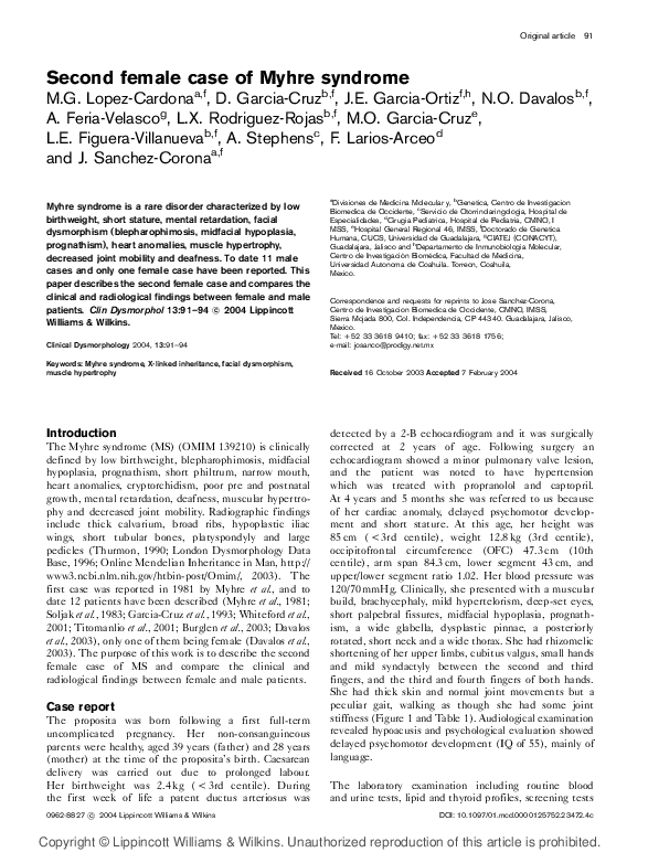 (PDF) Second female case of Myhre syndrome