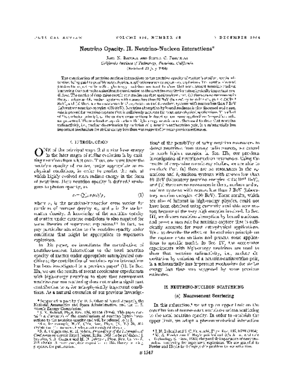 (PDF) Neutrino Opacity. II. Neutrino-Nucleon Interactions