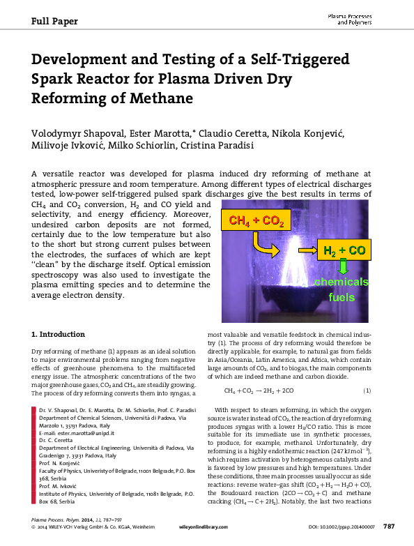 (PDF) Development and Testing of a Self-Triggered Spark Reactor for ...