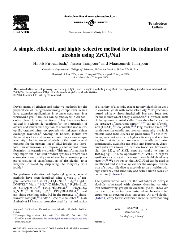 (PDF) A simple, efficient, and highly selective method for the ...