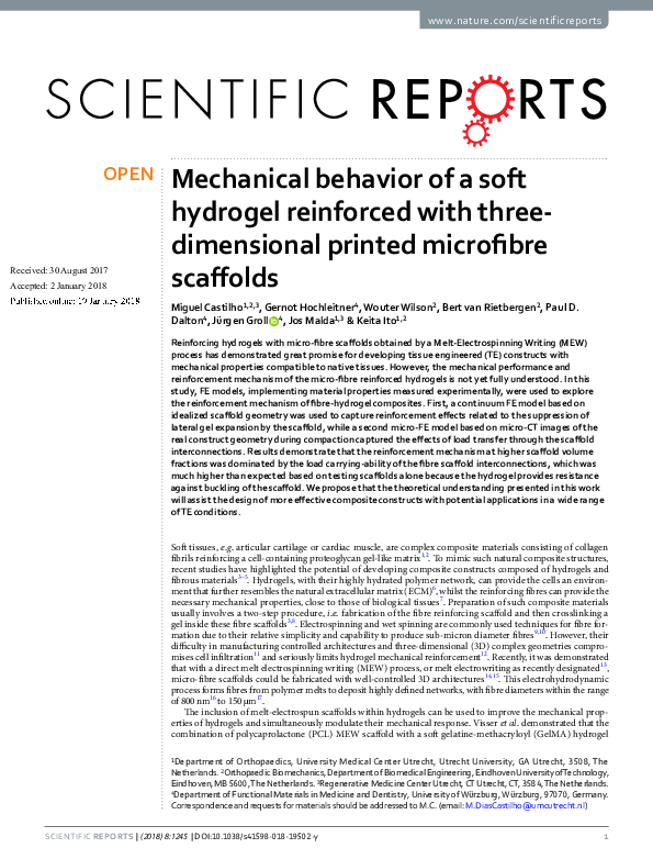 (PDF) Mechanical behavior of a soft hydrogel reinforced with three ...