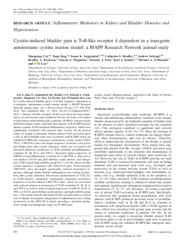 (PDF) Cystitis-induced bladder pain is Toll-like receptor 4 dependent ...
