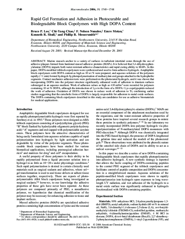(PDF) Rapid Gel Formation and Adhesion in Photocurable and ...