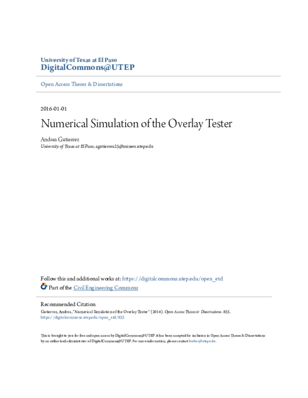 (PDF) Numerical Simulation of the Overlay Tester