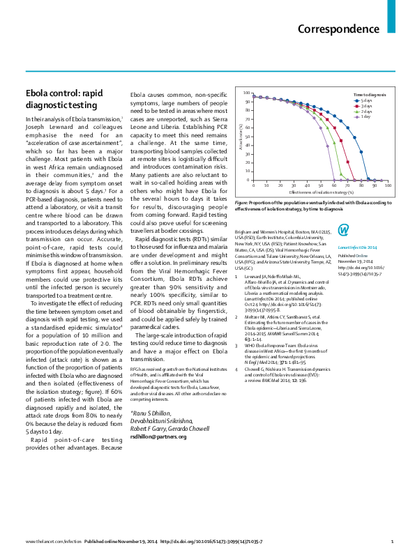 (PDF) Ebola control: rapid diagnostic testing