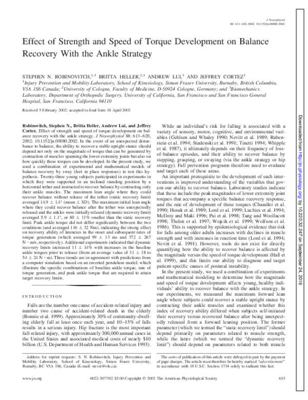 (PDF) Effect of Strength and Speed of Torque Development on Balance ...
