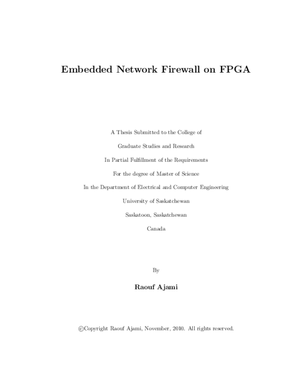 Embedded Network Firewall on FPGA