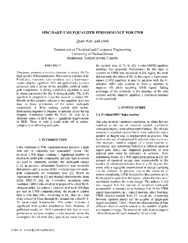 (PDF) MRC-Rake-LMS-Equalizer Performance for UWB