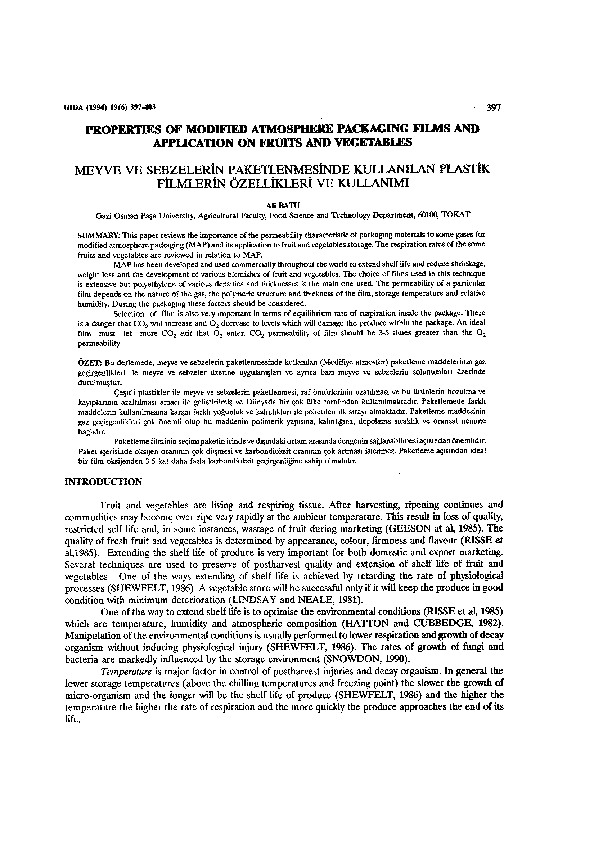 (PDF) Properties of Modified Atmosphere Packaging Films and Application ...