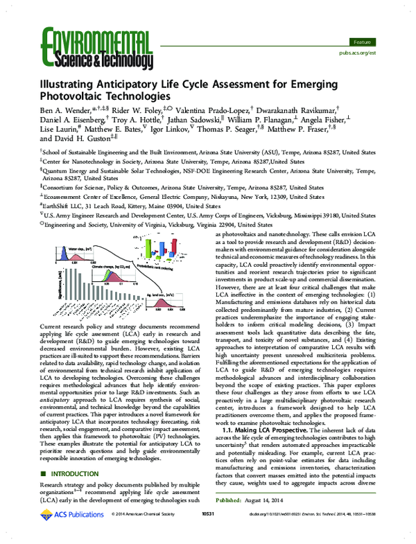 (PDF) Illustrating anticipatory life cycle assessment for emerging photovoltaic technologies
