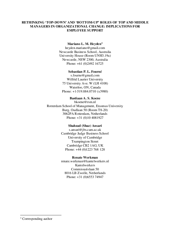 (PDF) Rethinking ‘Top‐Down’ and ‘Bottom‐Up’ Roles of Top and Middle ...