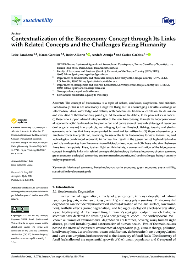 (PDF) Contextualization of the Bioeconomy Concept through Its Links ...