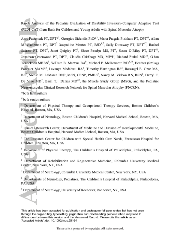 (PDF) Rasch analysis of the Pediatric Evaluation of Disability ...