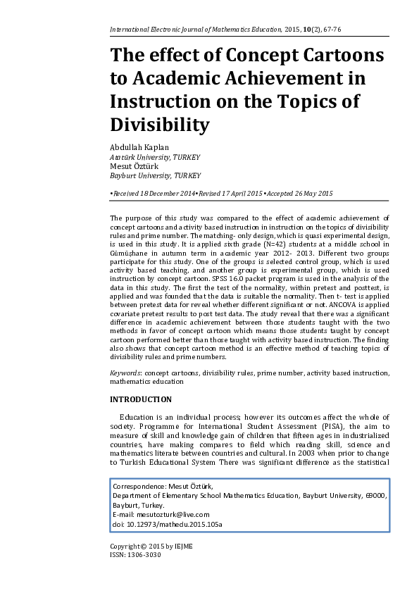 (PDF) The effect of Concept Cartoons to Academic Achievement in ...