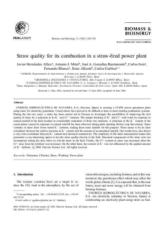 (PDF) Straw quality for its combustion in a straw-fired power plant