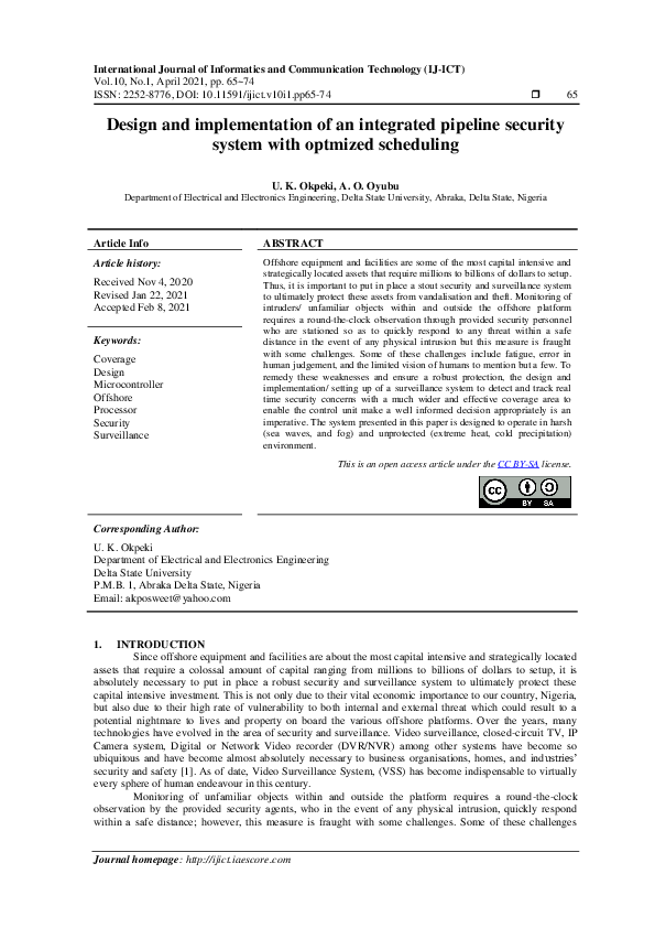 (PDF) Design and implementation of an integrated pipeline security ...