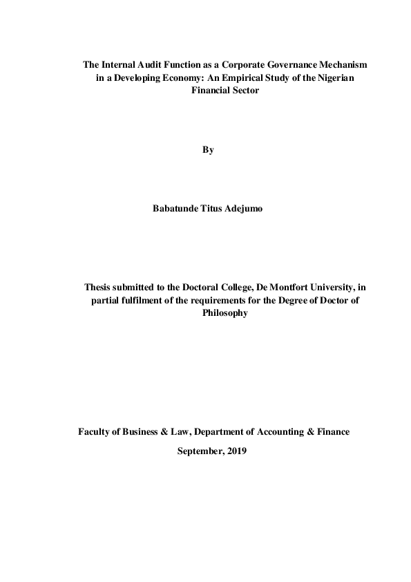 (PDF) The Internal Audit Function as a Corporate Governance Mechanism ...