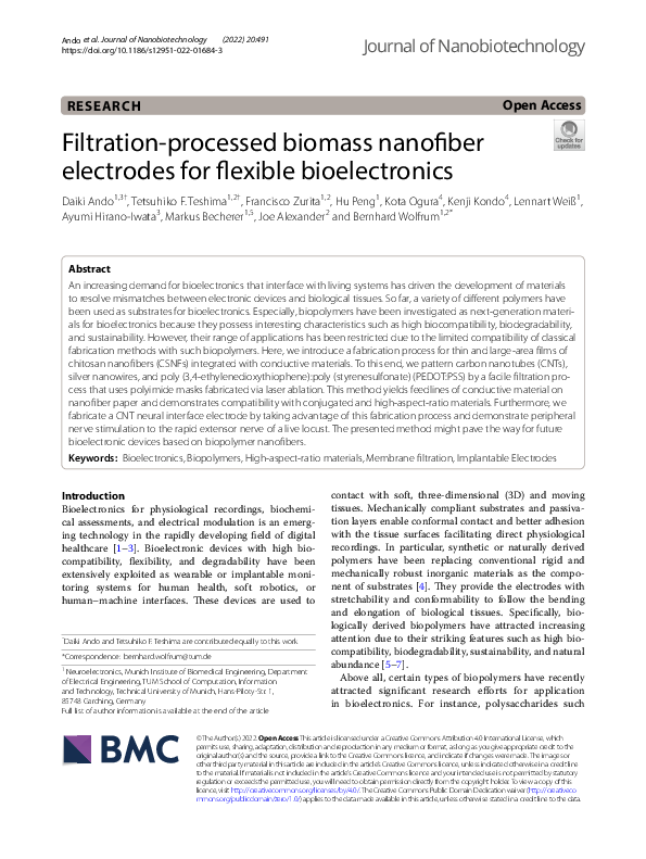 (PDF) Filtration-processed biomass nanofiber electrodes for flexible bioelectronics
