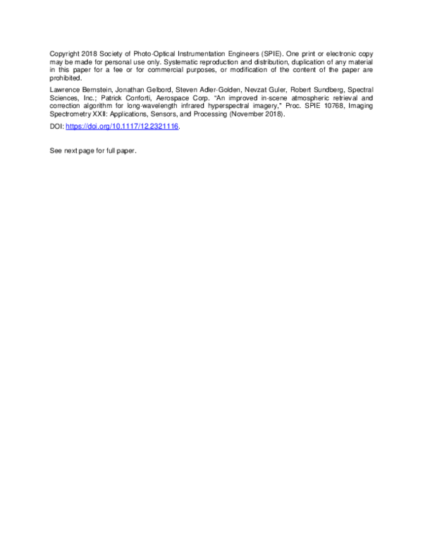 An improved in-scene atmospheric retrieval and correction algorithm for ... An improved in-scene atmospheric retrieval and correction algorithm for ...