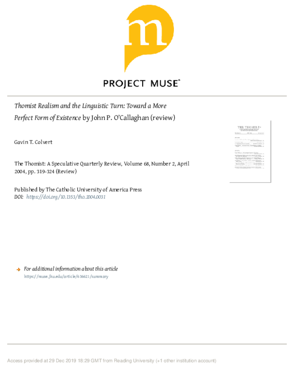 (PDF) THOMIST REALISM AND THE LINGUISTIC TURN: TOWARD A MORE PERFECT ...