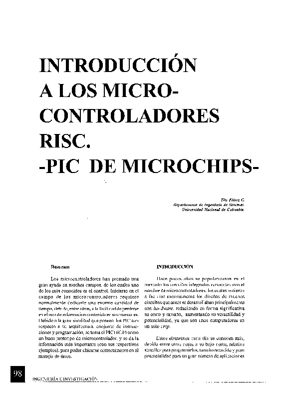 (PDF) Introducción a los microcontroladores RISC. -PICs de microchips