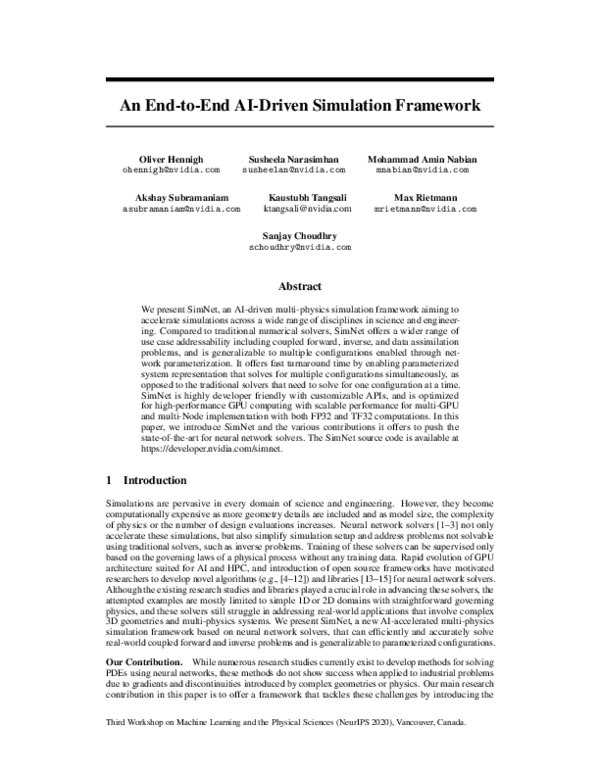 (PDF) An End-to-End AI-Driven Simulation Framework