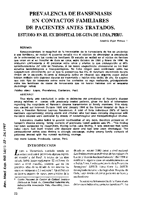 (PDF) Prevalencia de Hanseniasis en contactos familiares de pacientes ...