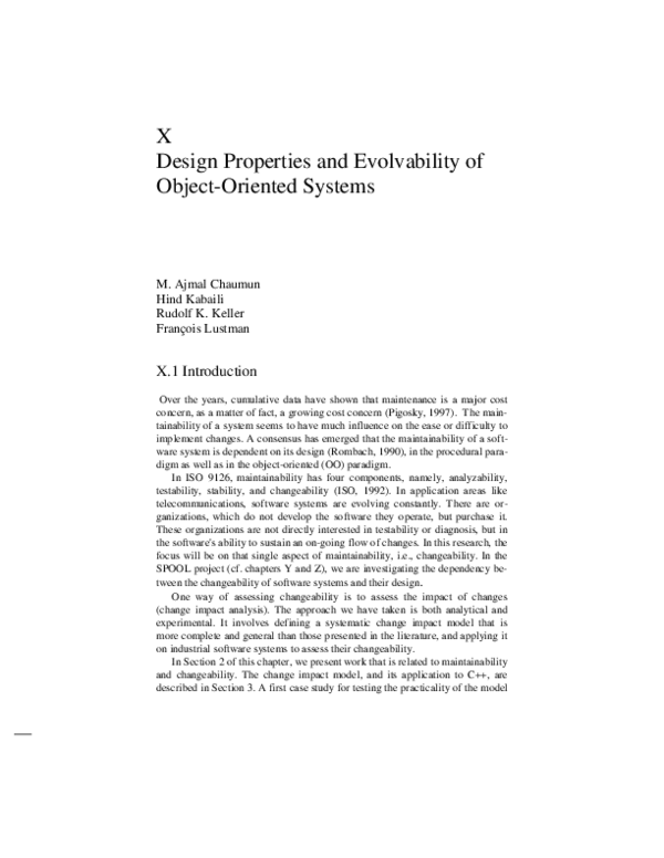 (PDF) X Design Properties and Evolvability of Object-Oriented Systems