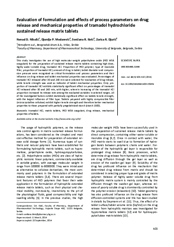 Evaluation Of Formulation And Process Parameters Effects On Drug