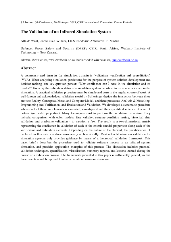 (PDF) The validation of an infrared simulation system