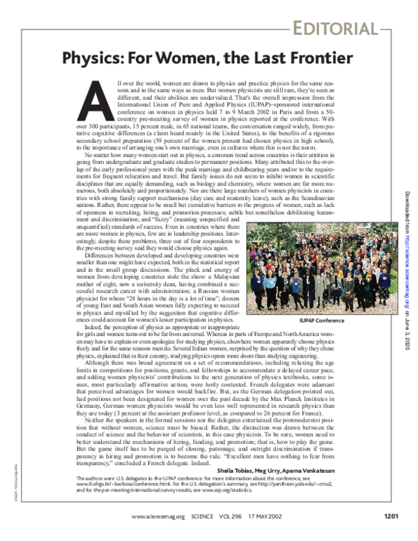 (PDF) Physics: For Women, the Last Frontier | Meg Urry - Academia.edu