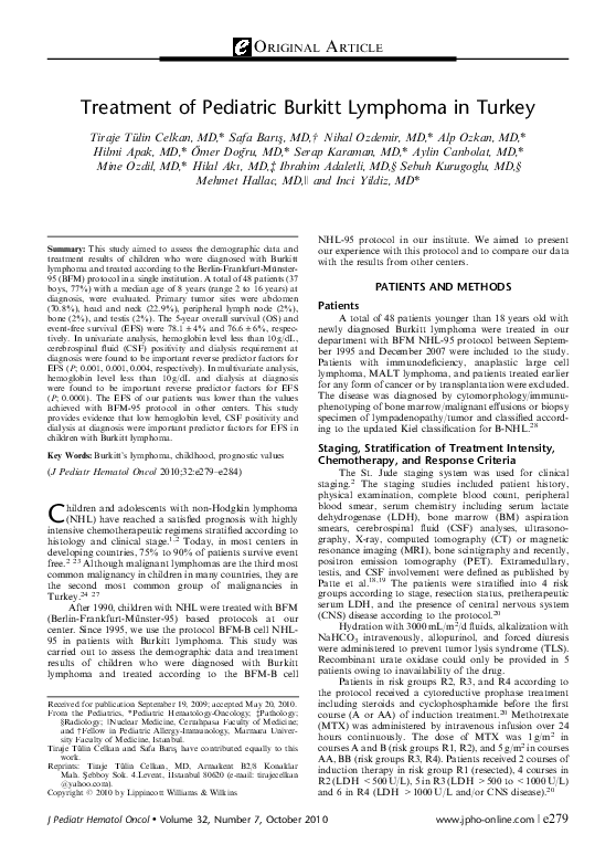(PDF) Treatment results of modified bfm protocol in pediatric high-risk ...