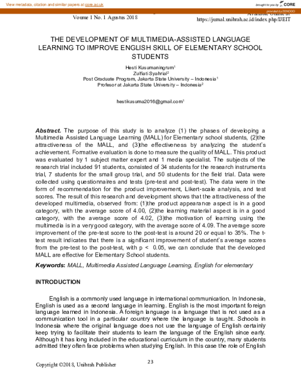 (PDF) The Development of Multimedia-Assisted Language Learning to ...