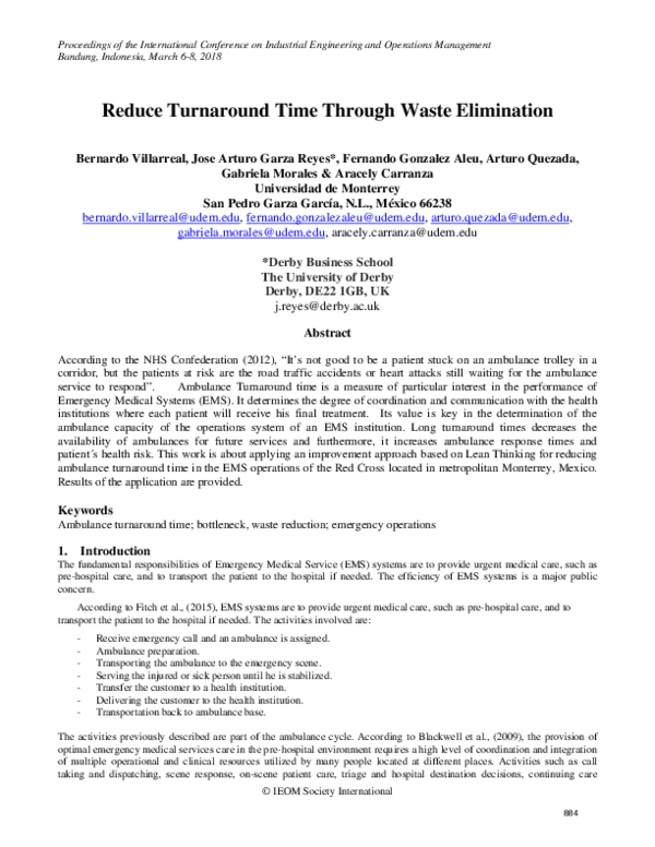 (PDF) Reduce turnaround time through waste elimination