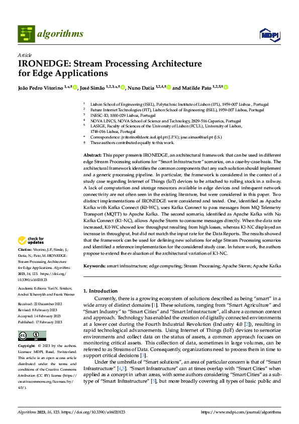 Pdf Ironedge Stream Processing Architecture For Edge Applications Matilde Pato