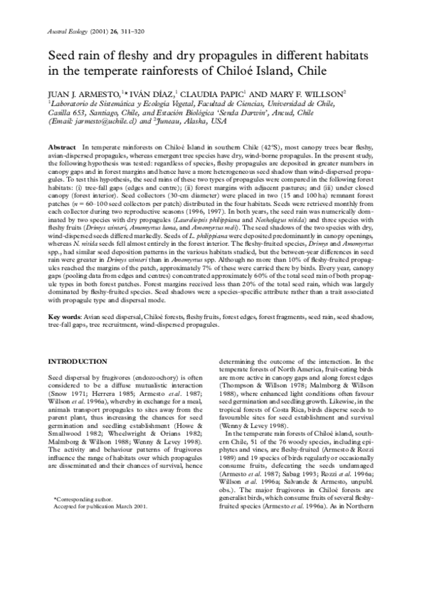 (PDF) Seed rain of fleshy and dry propagules in different habitats in ...