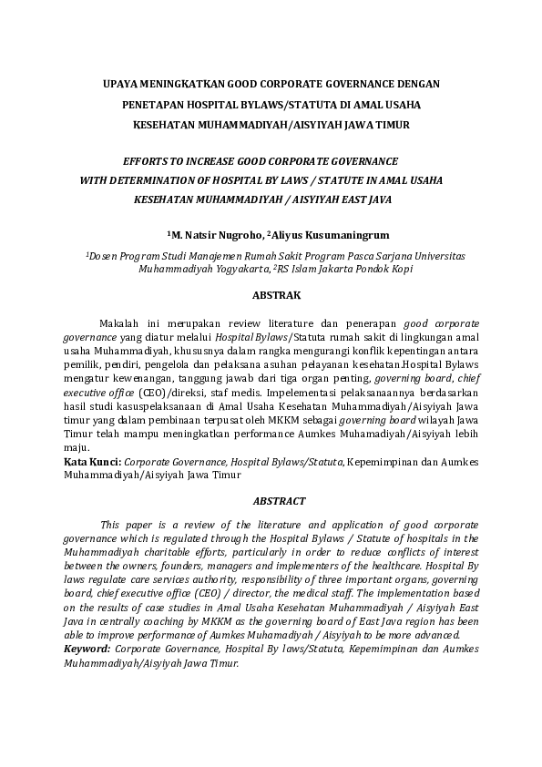 (PDF) With Determination of Hospital by Laws / Statute in Amal Usaha