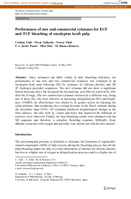(PDF) Xylanase Performance in Eucalyptus Bleaching