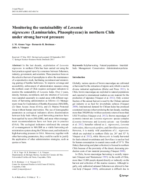 (PDF) Monitoring the sustainability of Lessonia nigrescens ...