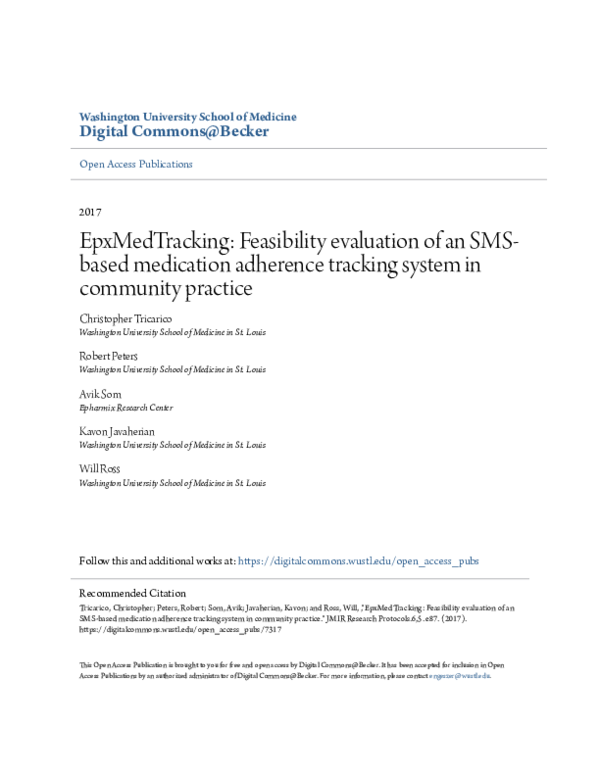 (PDF) EpxMedTracking: Feasibility Evaluation of an SMS-Based Medication ...