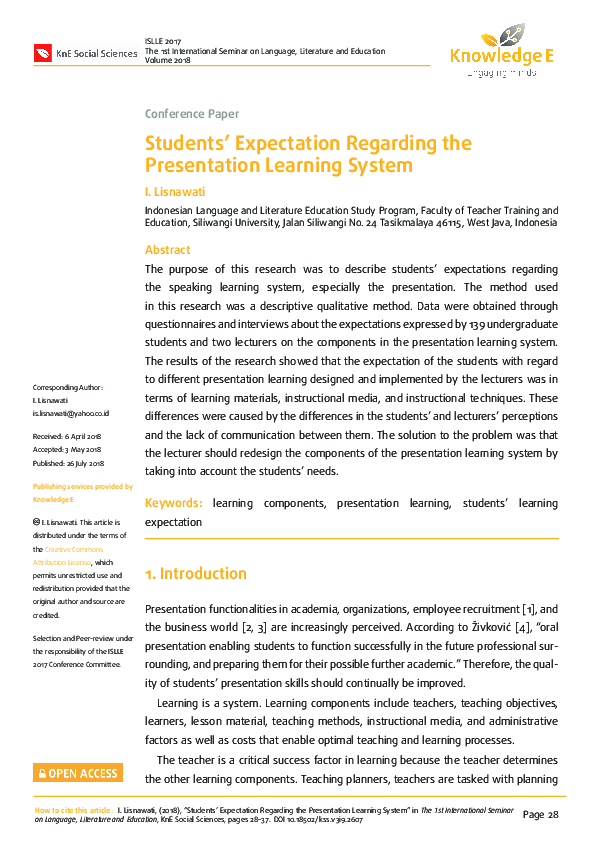 (PDF) Students’ Expectation Regarding the Presentation Learning System