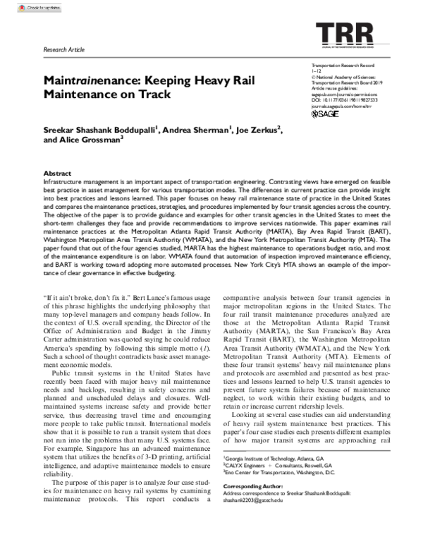 (PDF) Maintrainenance: Keeping Heavy Rail Maintenance on Track
