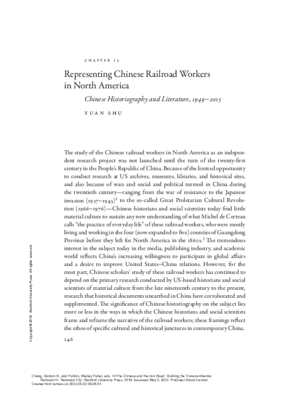 (PDF) Representing Chinese Railroad Workers in North America: Chinese ...