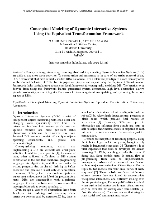 (PDF) Conceptual modeling of dynamic interactive systems using the equivalent transformation ...