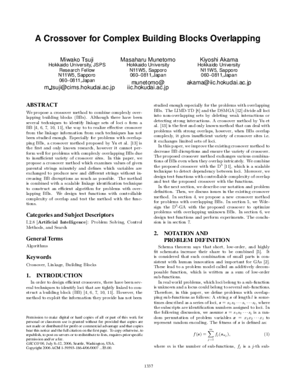 (PDF) A crossover for complex building blocks overlapping